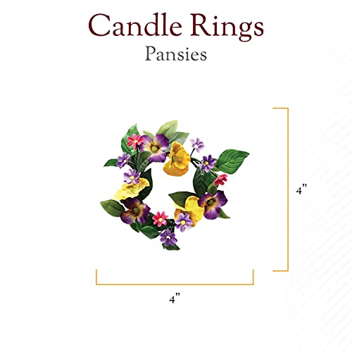 A Cheerful Giver Small Wreath Candle Ring - Pansies Artificial Floral Decor for Candles - Centerpieces & Home Accents