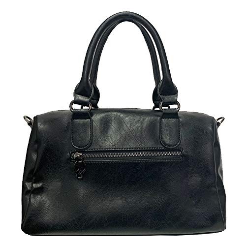 FiveloveTwo Women Skull Chain Handbag and Purse Gothic Rivet Tote Satchel Shoulder Bag Black