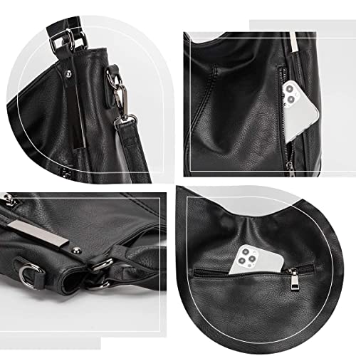 KL928 Purses for Women Shoulder Handbag Top Handle Hobo Tote Bags, PU Leather (Black-2)