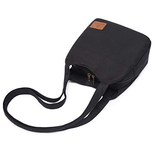 Small Mini Shoulder Bag Hippie Top Zip Cotton Sling Bag Jacquard cloth Handmade Bags… (Black)