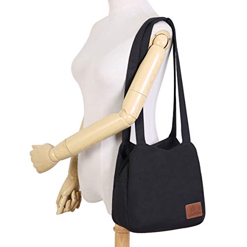 Small Mini Shoulder Bag Hippie Top Zip Cotton Sling Bag Jacquard cloth Handmade Bags… (Black)