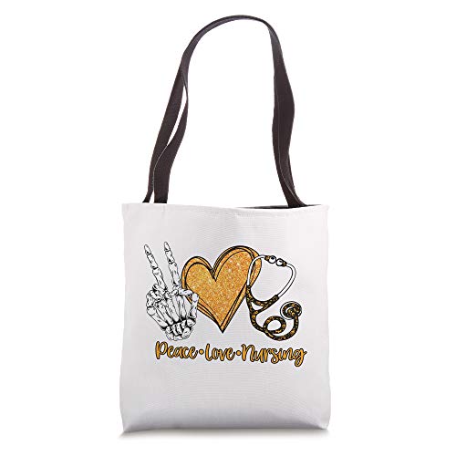 Peace & Love & Nursing Proud Healthcare Nurse Job Pride Tote Bag