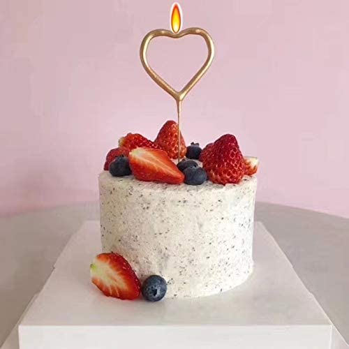 10pcs Exquisite Creative Sparkler Candles Cake Toppers Candle Ornament for Birthday Wedding Anniversary Valentines Day Christmas Festival ect (5 pcs Heart 5 pcs Star)