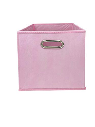 ABLEHOME 6 Pack Fabric Storage Bins Box Organizer Cube Basket Container 10.5"x10.5"x11" Pink w/Metal Handle