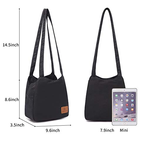 Small Mini Shoulder Bag Hippie Top Zip Cotton Sling Bag Jacquard cloth Handmade Bags… (Black)