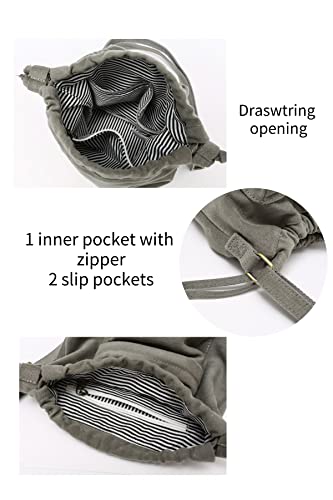 Jeelow Small Canvas Tote Handbag Mini Crossbody Cellphone Bag Purses With Adjustable Strap & Zipper (Small Grey)