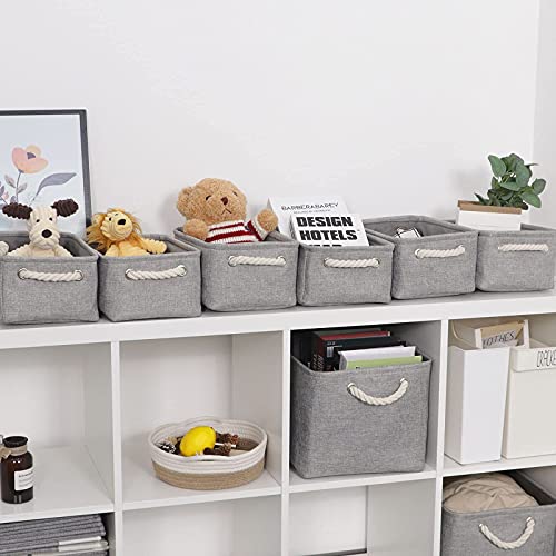 Bidtakay Baskets Set Fabric Storage Bins-Grey Bundled Baskets of 2 Large Baskets 16" X 11.8" X 11.8" + 6 Small Baskets 11.8" X 7.8" X 5"