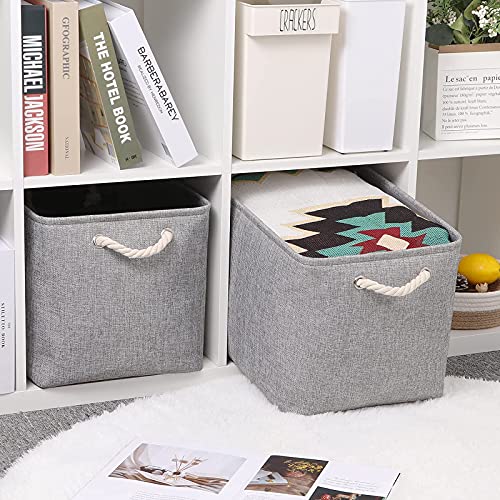 Bidtakay Baskets Set Fabric Storage Bins-Grey Bundled Baskets of 2 Large Baskets 16" X 11.8" X 11.8" + 6 Small Baskets 11.8" X 7.8" X 5"