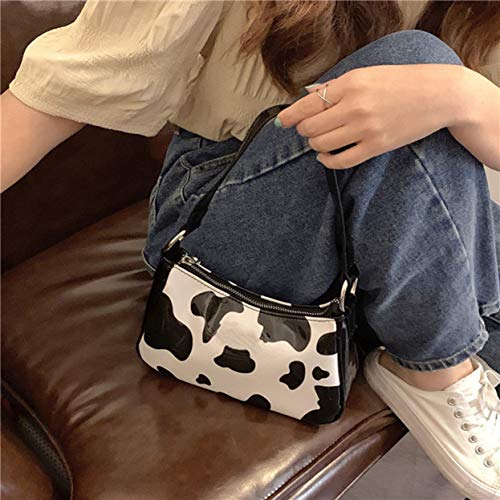 Women Cow Print Shoulder Bag Clutch Purse Underarm Handbag Satchel Zipper Tote Bag Small Purse
