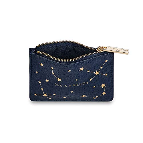 KATIE LOXTON One In a Million Print Womens Small Vegan Leather Zippered Card Holder Wallet Navy