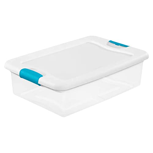 Sterilite Storage System Solution with 32 Quart Clear Stackable Storage Box Organization Containers with White Latching Lid, 7 Pack