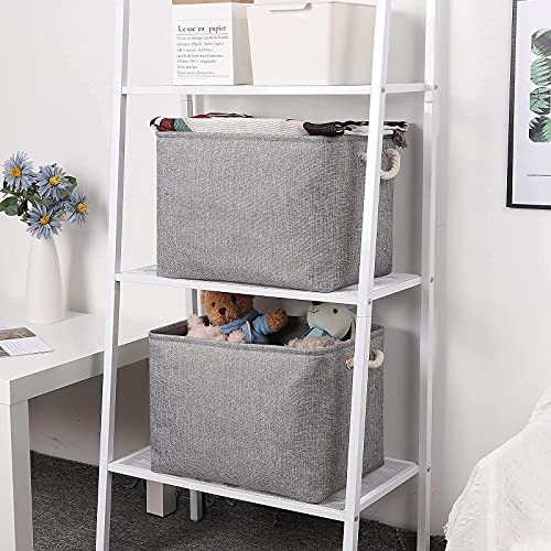 Bidtakay Baskets Set Fabric Storage Bins-Grey Bundled Baskets of 2 Large Baskets 16" X 11.8" X 11.8" + 6 Small Baskets 11.8" X 7.8" X 5"