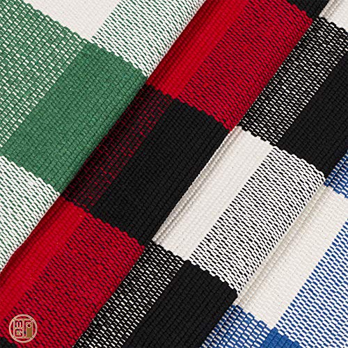 McGuffey Buffalo Plaid Rug 24x36'' Green and White Area Rugs Washable Cotton Hand-Woven Indoor/Outdoor Front Door Decor Mat for Entry,Way,Kitchen,Farmhouse