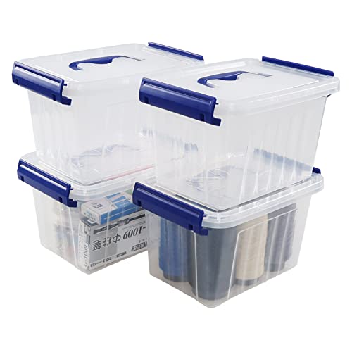 Dehouse 4-Pack 3 L Plastic Mini Storage Latch Box, Clear