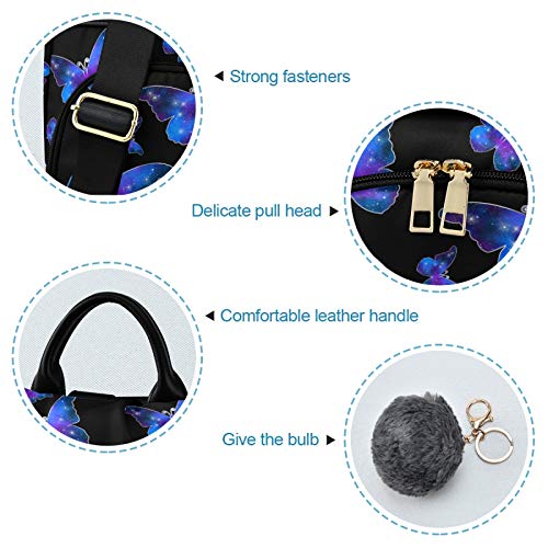ALAZA Butterfly Print Galaxy Starry Backpack Purse for Women Anti Theft Fashion Back Pack Shoulder Bag