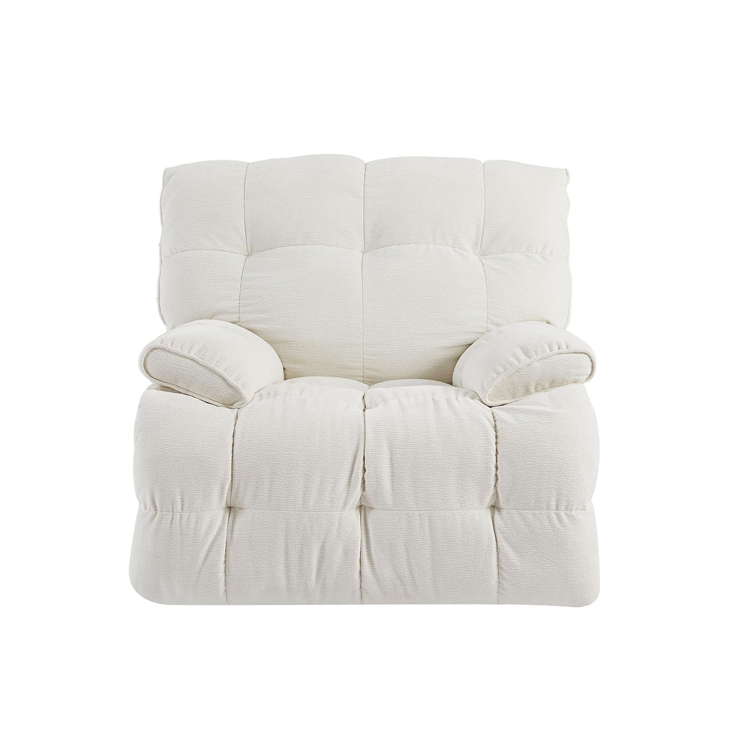 HanStrong Swivel Rocker Recliner Chair Antiskid Fabric Single Sofa Heavy Duty Reclining Chair for Living Room, 360 Degree Swivel Chair Comfy Seating Single Sofa Chair, Cream