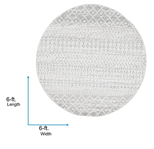 Artistic Weavers Chester Boho Moroccan Area Rug,6' Round,Grey