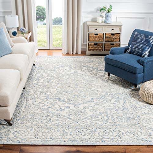 SAFAVIEH Trace Collection 8' x 10' Ivory/Blue TRC302M Handmade Premium Wool Area Rug