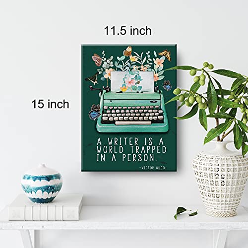 Writer Wall Art a Writer is a World Trapped in a Person Canvas Painting Prints for Home Wall Decor Framed Reading Books Artwork Gifts(12x15 Inch)