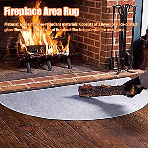 iayokocc Fireplace Mat Fire Retardant Area Rug, Half Round Hearth Fireplace Nonslip Area Mat Protective Floor for Outdoor(Grey,Size:24x42inch)
