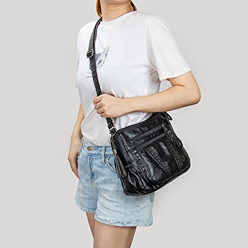 VOLGANIK ROCK Crossbody Bag for Women with Tassel Ladies Soft PU leather Purses and Handbag Pocketbooks