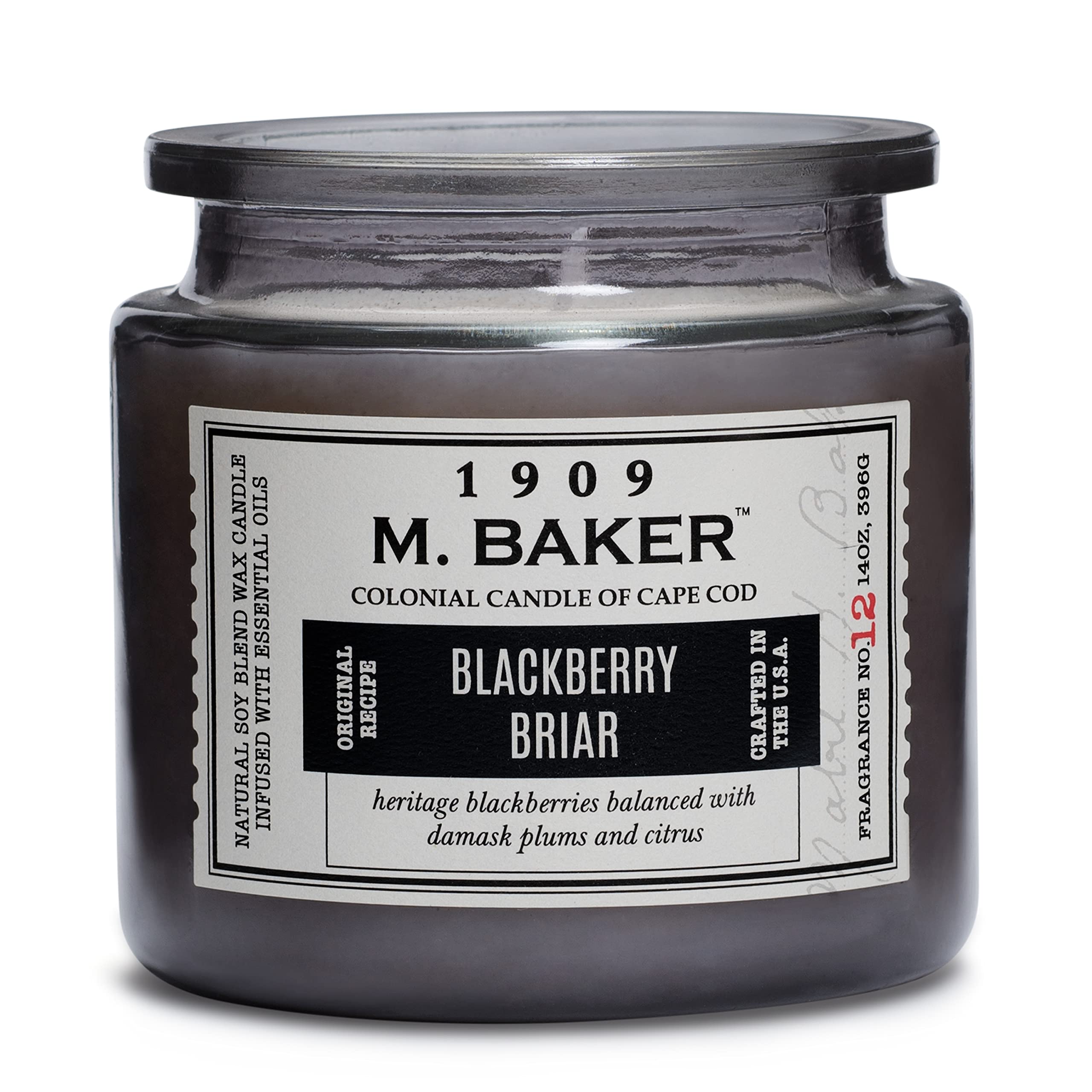 Colonial Candle BlackBerry Briar Scented Jar Candle | 2-Wick Natural Soy Blend Wax Candle for Home | Relaxing Aromatherapy Candle Infused with Essential Oils | M. Baker Apothecary Glass Jar Candle
