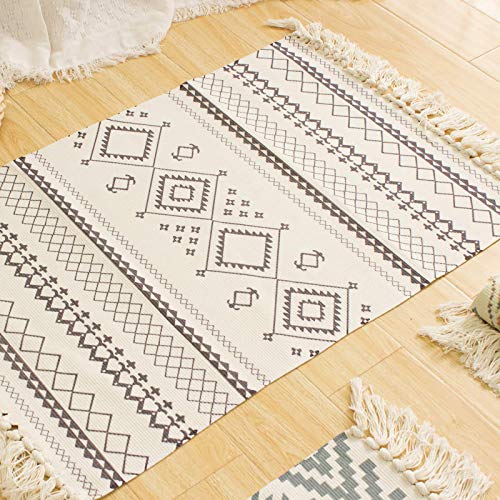 Kingrol 2 Pack Geometric Moroccan Area Rugs, Cotton Rugs for Kitchen Living Room Bedroom Bathroom Laundry Room, 2 x 3 Feet, 2 x 4.2 Feet