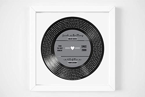 Personalized Record Print Personalized Vinyl Record Song Lyrics Frame Our Song Custom Song Lyrics Framed Print Anniversary Gift for Him