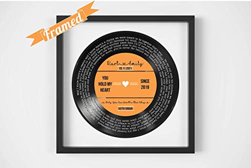 Personalized Record Print Personalized Vinyl Record Song Lyrics Frame Our Song Custom Song Lyrics Framed Print Anniversary Gift for Him