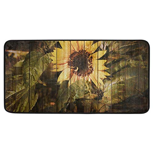 Anti Fatigue Kitchen Floor Mat, Vintage Sunflowers 39 x 20 In Non Slip Absorbent Comfort Modern Standing Mat Soft Kitchen Runner Rug for Hallway Entryway Bathroom Living Room Bedroom