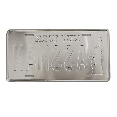 Embossed Prop Number Tag, Assman, Vanity License Plate, Seinfeld | Cosmo Kramer, 6x12 Inch (Tin, Distressed)