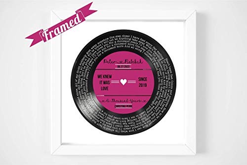 Personalized Record Print Personalized Vinyl Record Song Lyrics Frame Our Song Custom Song Lyrics Framed Print Anniversary Gift for Him