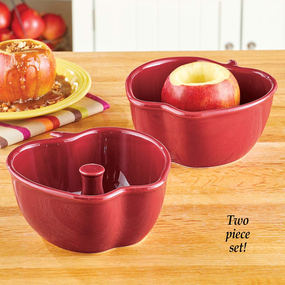 Collections Etc Apple Shaped Dessert Bakers - Set of 2, Great for Entertaining and Seasonal Desserts