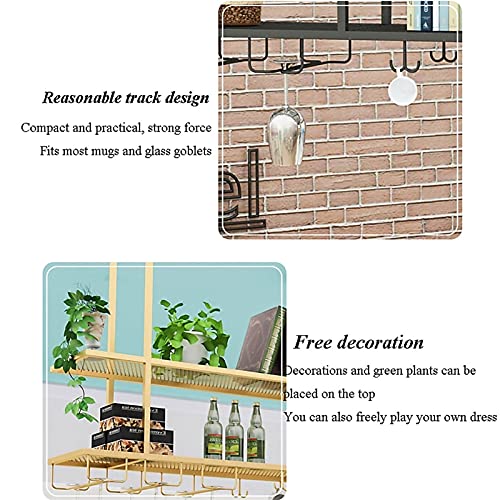 JHHL Ceiling Shelf Hanging, for Storage Wine Glass Bottle,Wall Mounted Storage Shelves, Book Shelf Organizer Display Rack for Bedroom/Bathroom/Living Room/Kitchen