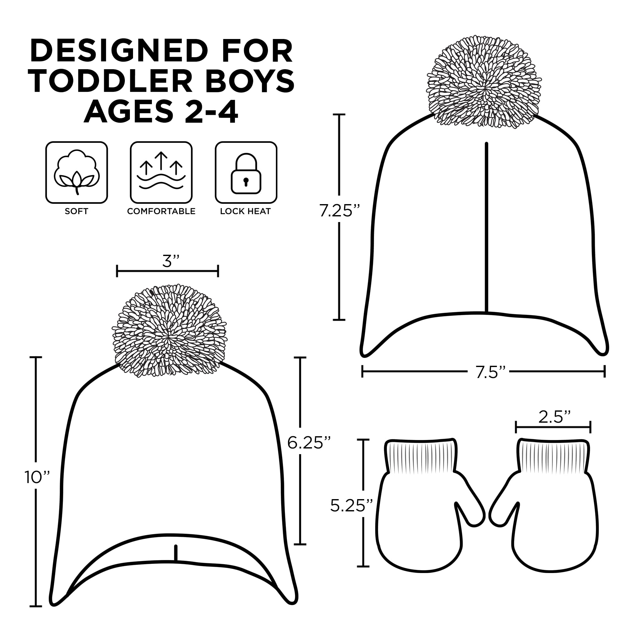 CoComelon Toddler Winter Hat and Mitten, Kids Beanie with Sherpa Lining Set, JJ, TomTom & Yoyo, for Ages 2-4
