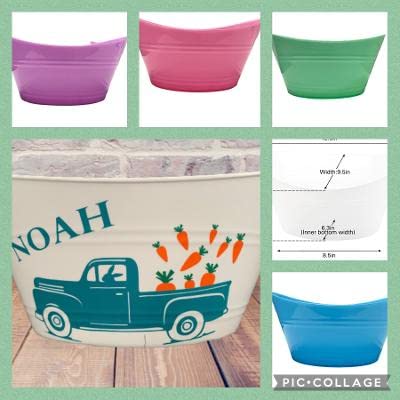 Bunny Easter Basket With Name - Custom Bucket for Kids - Pail for Egg Gathering - Personalized Bin