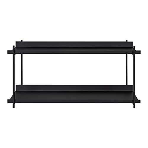 Kate and Laurel Dominic Modern Metal Shelf, 28 x 7 x 14.5, Black, Sleek 2-Tier Floating Book Shelves for Wall