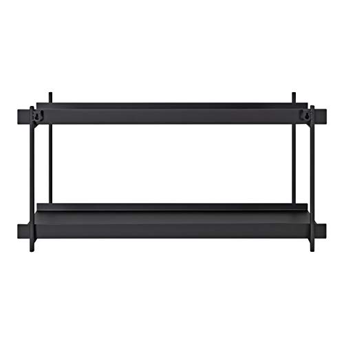 Kate and Laurel Dominic Modern Metal Shelf, 28 x 7 x 14.5, Black, Sleek 2-Tier Floating Book Shelves for Wall