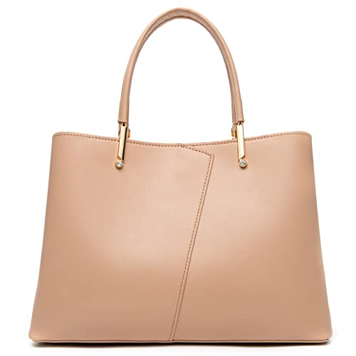 HENG REN Women's Handbags Shoulder Bags,Upgraded Version Medium Classical Style Purses Top Handle Satchel Bag for daily. (apricot)