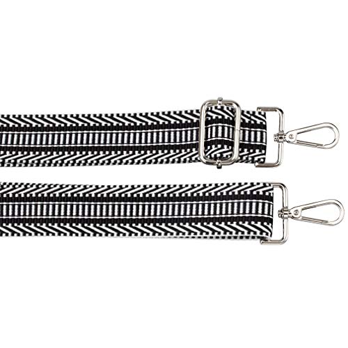 ZANQANO Purse Strap Replacement Crossbody Bag Women Wide Adjustable Jacquard Woven Handbag Straps (Diagonal, Silver hardware)