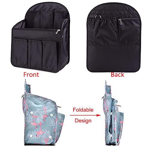 HOYOFO Backpack Organizer Insert Big Bag Divider for Rucksack Purse Lightweight Nylon Shoulder Bag Organiser Insert, Black(Large)