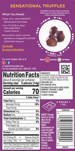 Baker's Premium Bittersweet Chocolate Baking Bar (4 oz Bar)