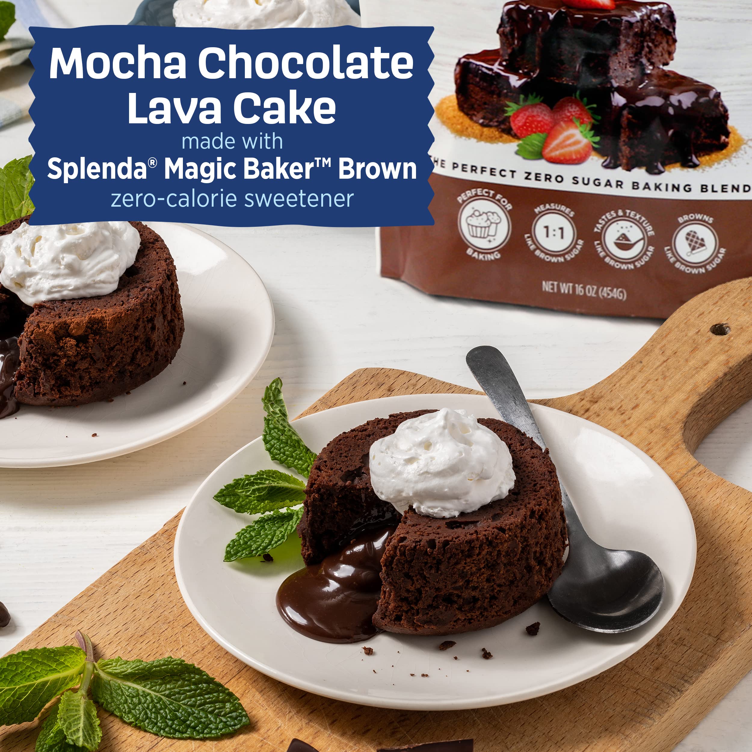 SPLENDA Magic Baker Brown Zero Calorie Plant Based Granulated Baking Blend with Stevia, Erythritol and Allulose – Zero Sugar, Keto Friendly, 1lb (16 oz) Pouch (Pack of 1)