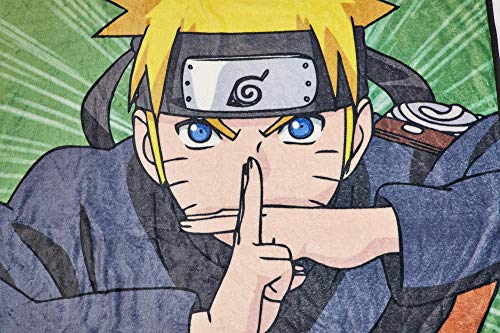 JUST FUNKY Naruto Shippuden Naruto Uzumaki Character Fleece Throw Blanket | Features Naruto Performing A Jutsu Attack | 60 x 45 Inches
