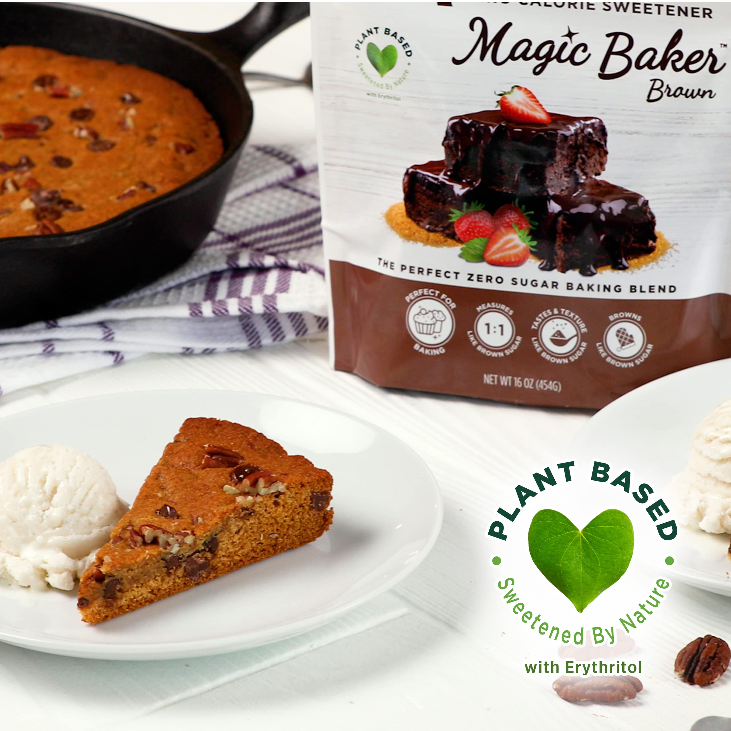 SPLENDA Magic Baker Brown Zero Calorie Plant Based Granulated Baking Blend with Stevia, Erythritol and Allulose – Zero Sugar, Keto Friendly, 1lb (16 oz) Pouch (Pack of 1)