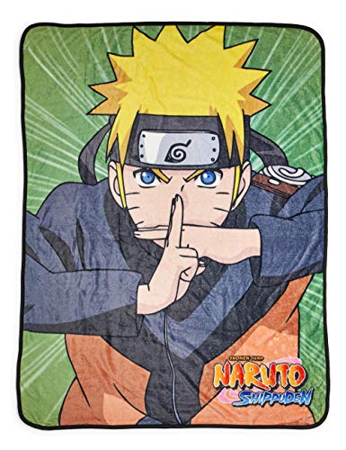 JUST FUNKY Naruto Shippuden Naruto Uzumaki Character Fleece Throw Blanket | Features Naruto Performing A Jutsu Attack | 60 x 45 Inches
