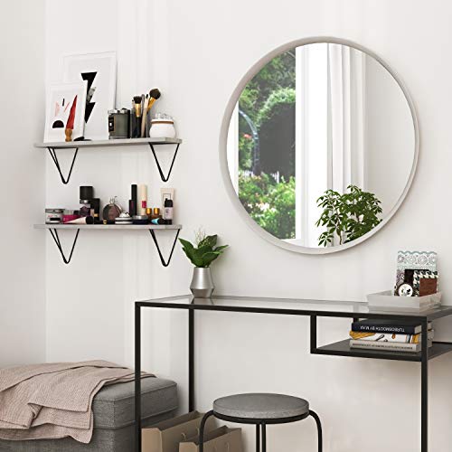 Wallniture Colmar White Floating Shelves for Wall Storage, Bathroom Shelves Wall Mounted Set of 2, 24 Inch Wood Geometric Triangle Shelf