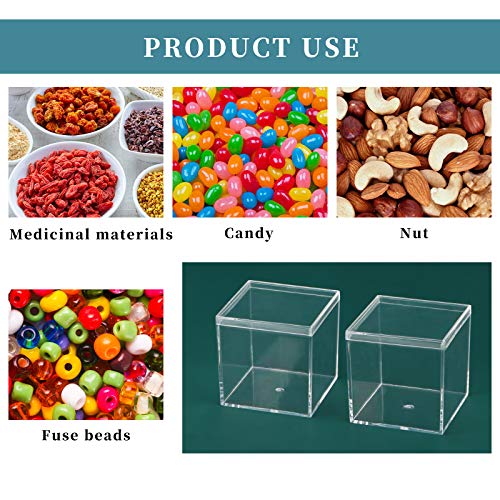 dedoot Clear Acrylic Box withLlid, 4 Pack 4x4x4 inches Clear Plastic Box for Organize, Acrylic Cube Storage Container Drawer Organizer for Vanity Jewelry Accessories, Small Items
