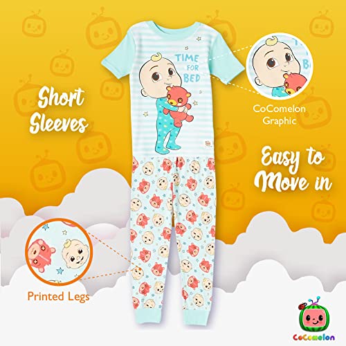 CoComelon Boys’ 4-Piece Snug-Fit Cotton Pajamas Set, Time for Bed, 5T