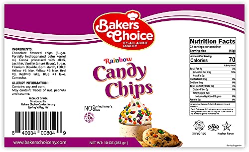 Rainbow Candy Coated Chocolate Chips - Dairy Free, Kosher - 10 oz. - Baker's Choice
